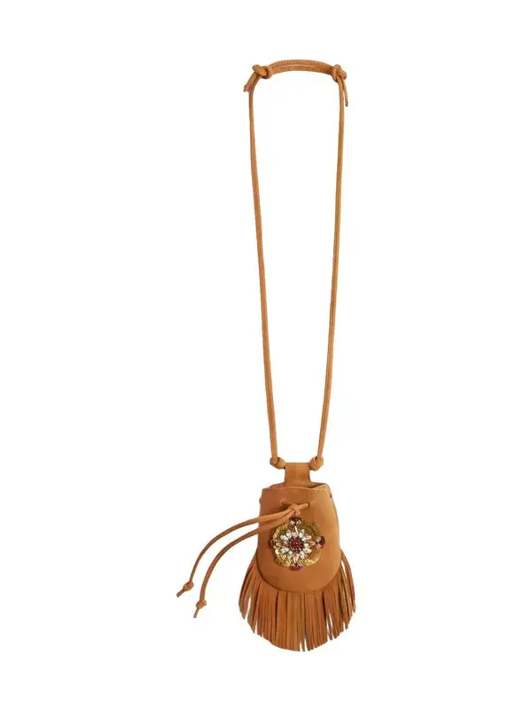 La DoubleJ Fringed Embellished Cross Body Bag - Brown