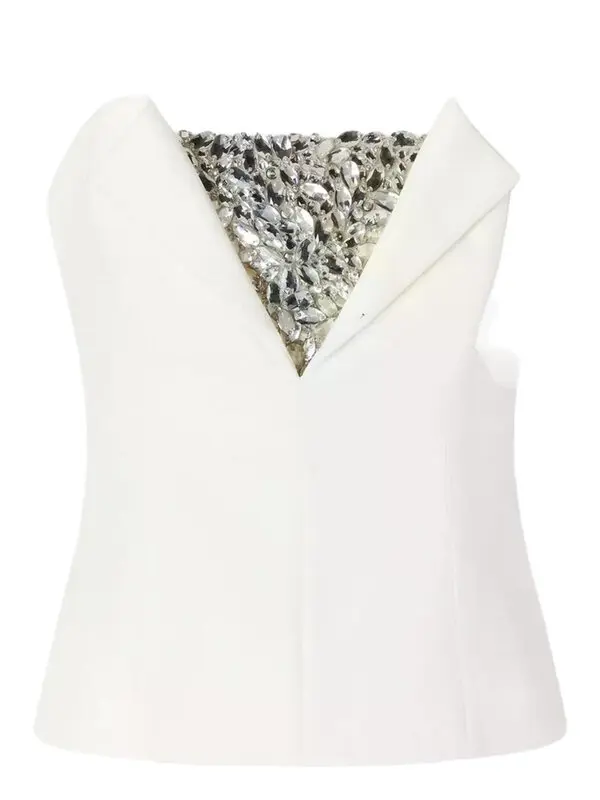 GENNY Crystal-embellished Strapless Top - White