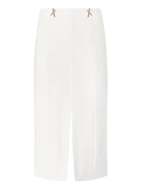 GENNY Embellished Front-slit Midi Skirt - White