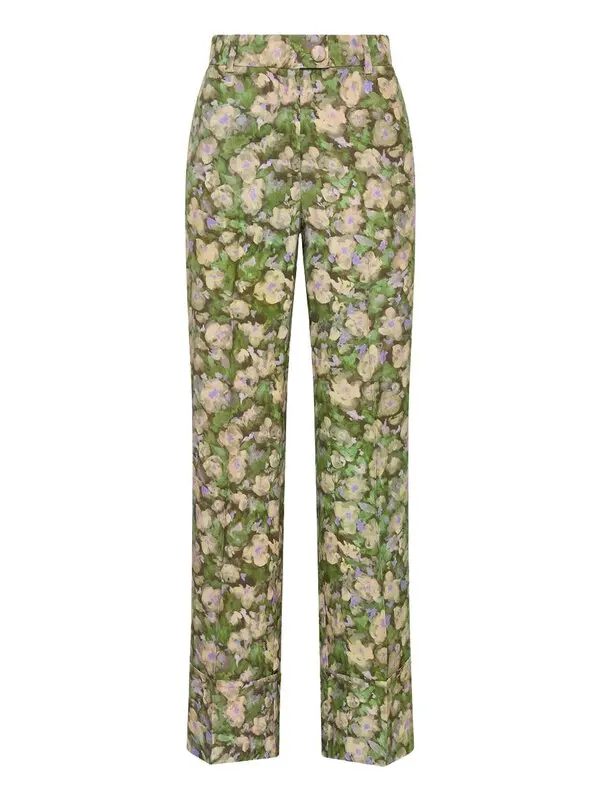 Malìparmi Floral-print Trousers - Green
