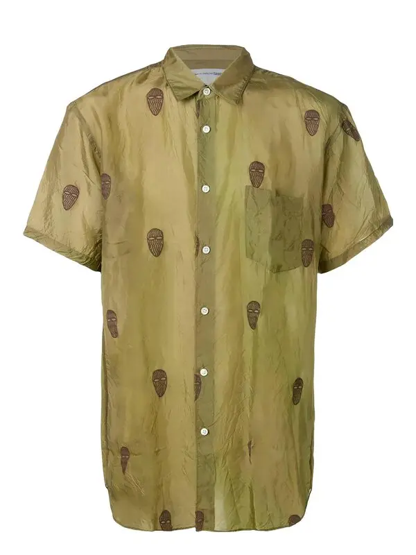 Comme Des Garçons Mask Print Shirt - Green