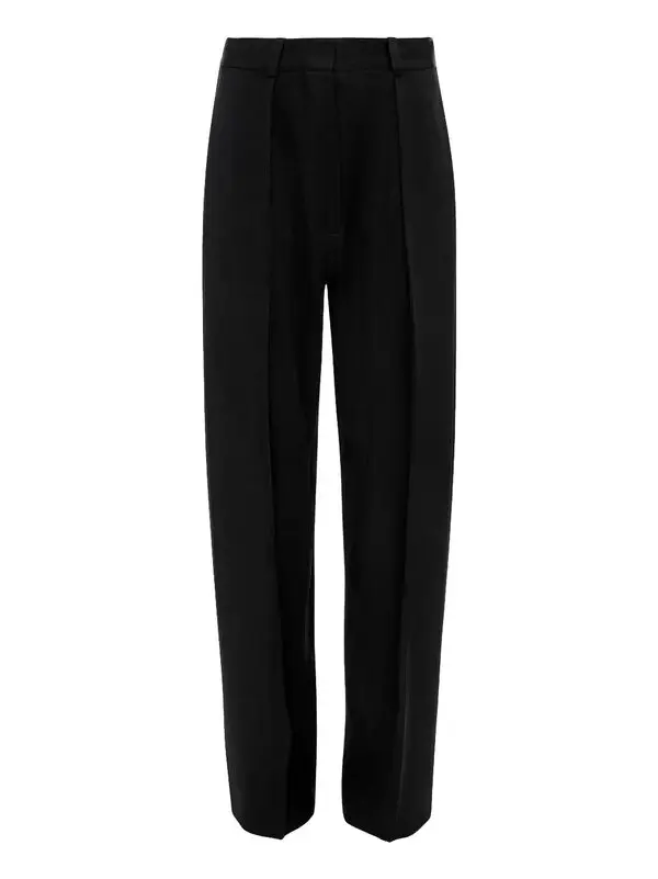 Victoria Beckham Pleated Wide-leg Trousers - Black