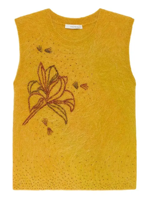 Malìparmi Embroidered Sleeveless Vest - Yellow