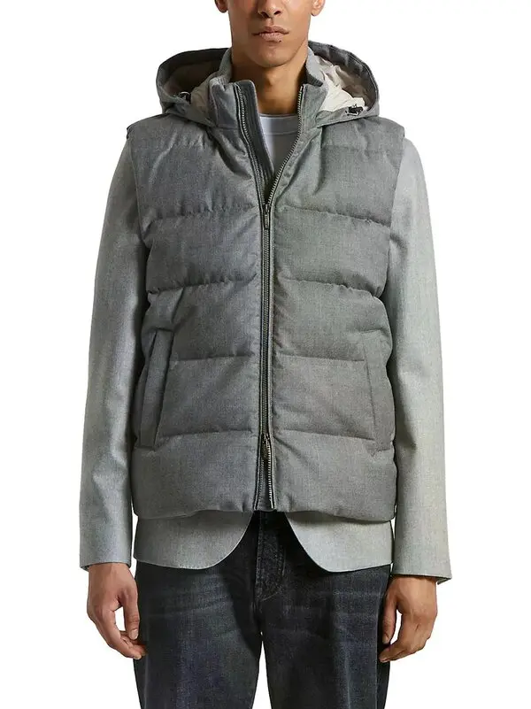 Peserico Hooded Quilted Gilet - Grey