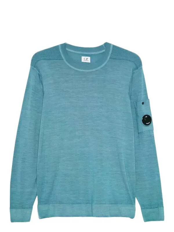 C.P. COMPANY Crew-neck Sweater With Lens Pocket - Blue