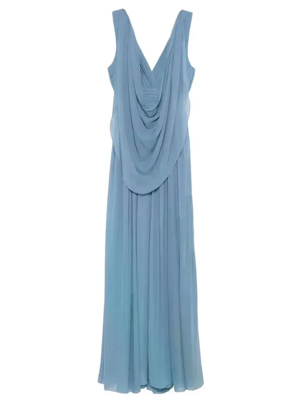 Elie Saab Draped V-neck Maxi Dress - Blue