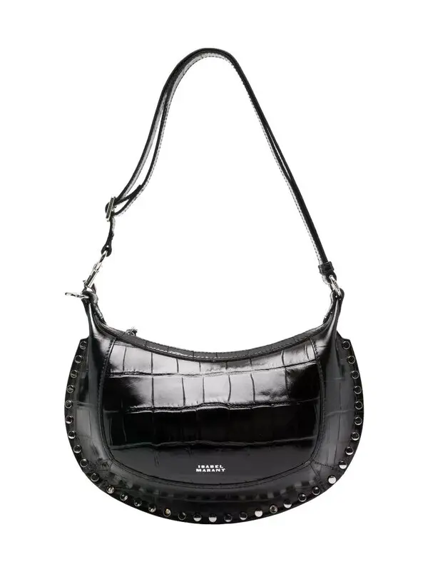 Isabel Marant Oskan Moon Crocodile-embossed Shoulder Bag - Black