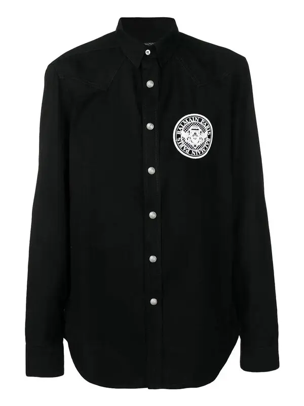 Balmain Embroidered Logo Shirt - Black
