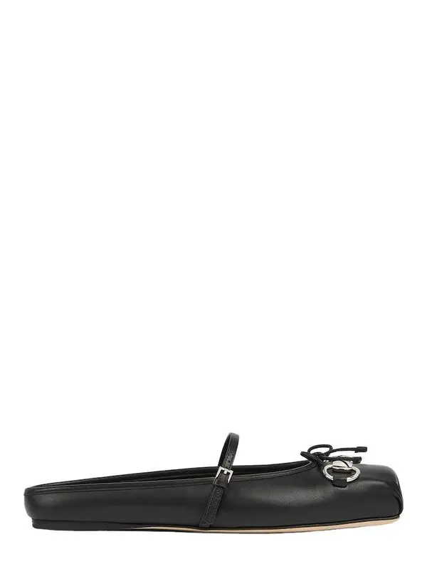 Gucci Horsebit Leather Ballet Flat Mule - Black