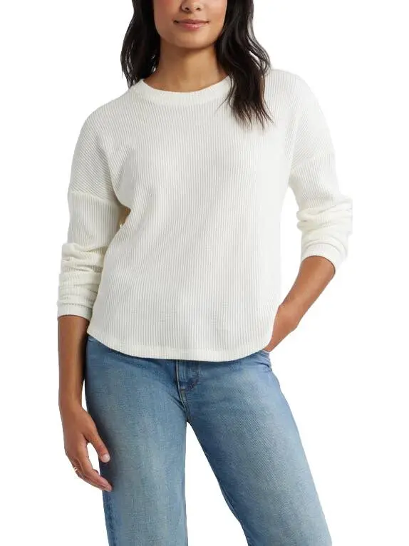 Caslon Long Sleeve Waffle Knit T-shirt - Ivory Pristine