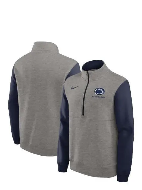 Nike Penn State Nittany Lions Club Fleece Half-zip Pullover - Heather Gray