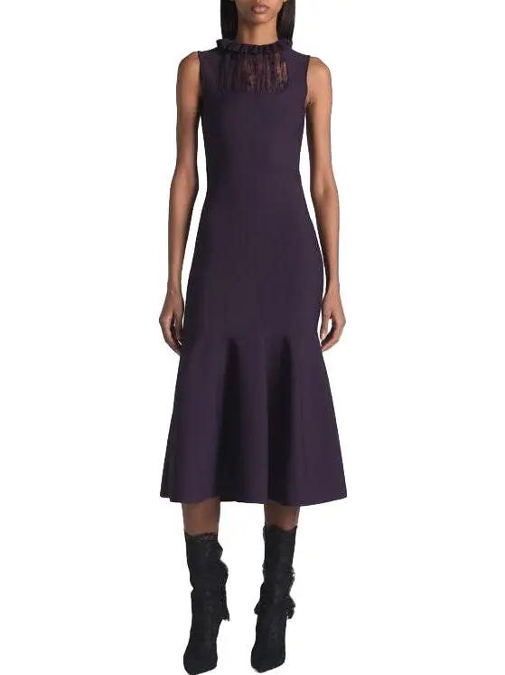 Alexander McQueen Lace Paneled Flared Midi Dress - Violet
