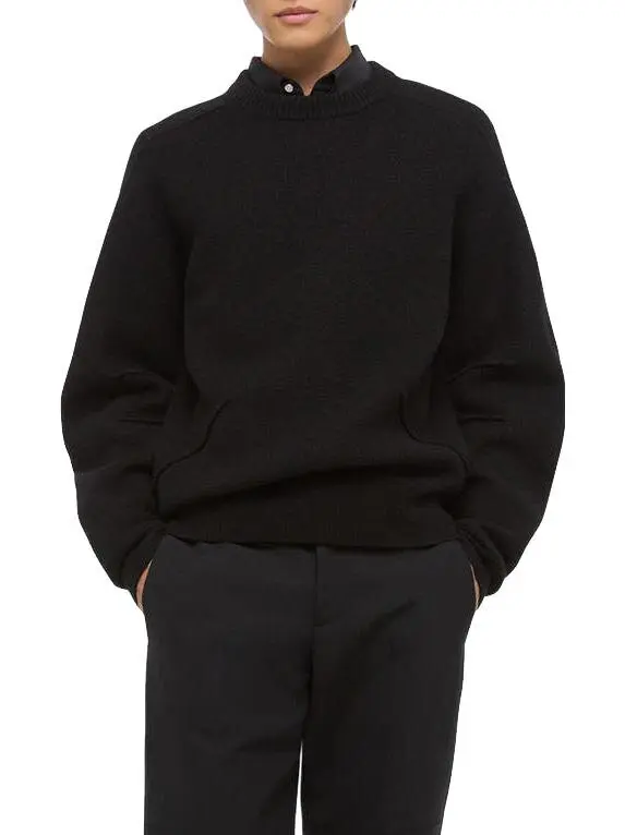 Helmut Lang Boiled Merino Wool Crewneck Sweater - Black - 001