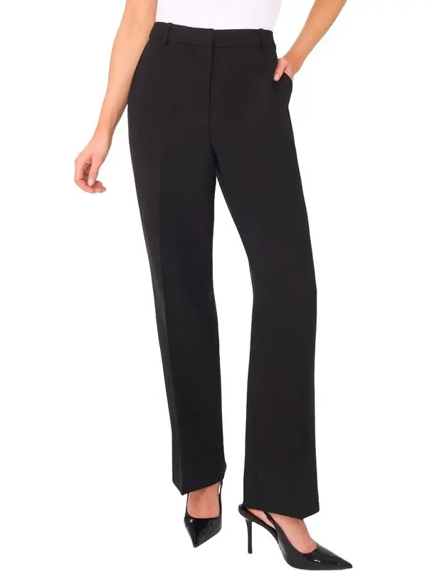 Halogen High Waist Straight Leg Trousers - Rich Black