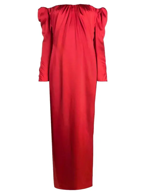V:PM ATELIER Off-shoulder Long-sleeved Dress - Red