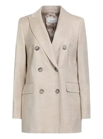 Peserico Double-breasted Blazer In Virgin Wool, Silk, And Cashmere - Beige