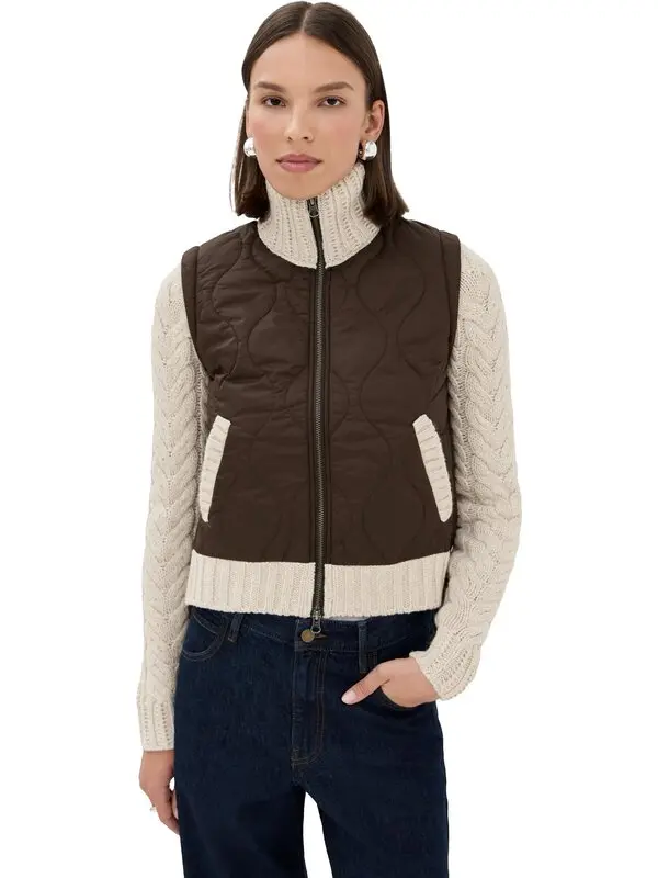 Veronica Beard Patra Mixed Media Jacket - Mocha/heathered Sand