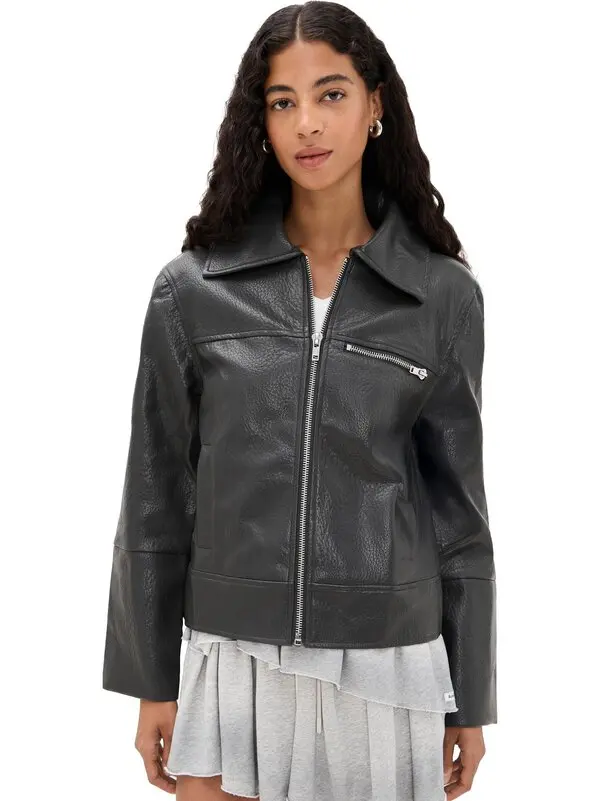 MADISON THE LABEL Axel Faux Leather Jacket - Licorice