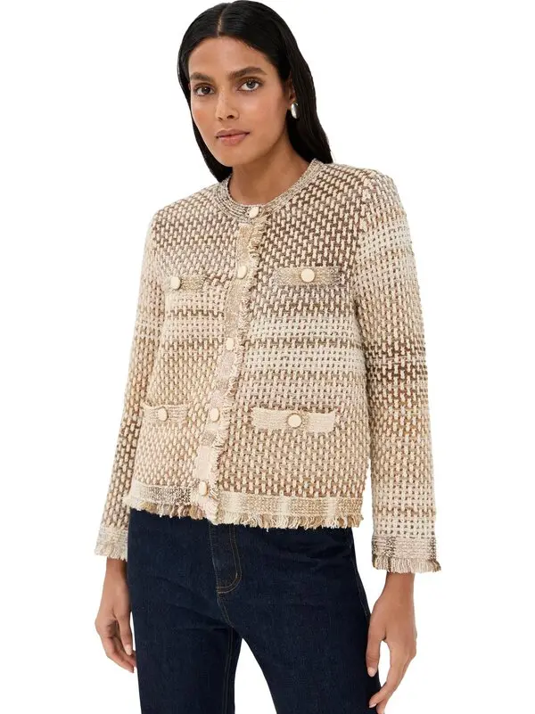 Veronica Beard Sariyah Knit Jacket - Desert Khaki Multi