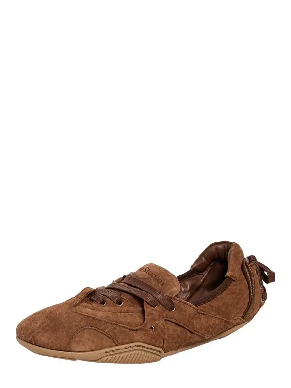 Acne Studios Leather Trimmed Suede Flats - Brown