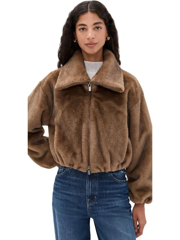 A.L.C. Hazel Faux Fur Jacket - Camel