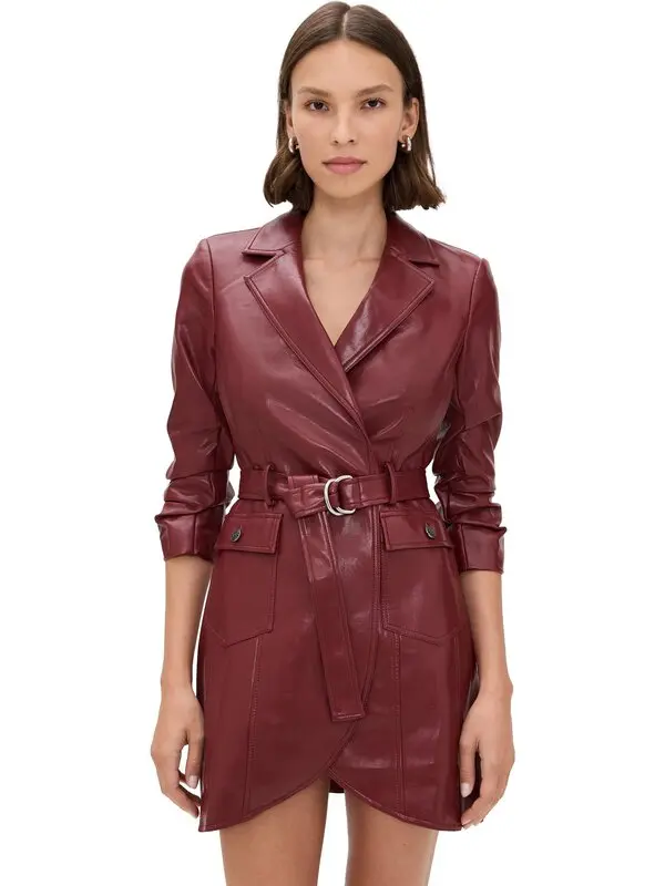 Cinq À Sept Vegan Leather Jenessa Mini Dress - Wineberry