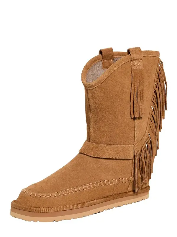 Free People Faye Fringe Slipper Boots - Honey