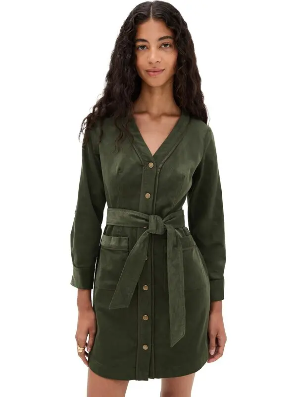 Shoshanna Manon Corduroy Mini Dress - Forest Green