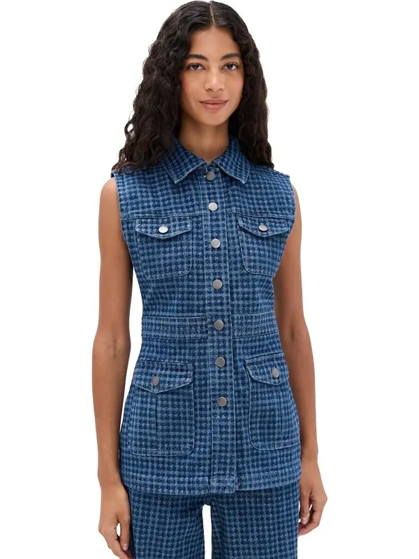 SEVENTY + MOCHI Ani Houndstooth Denim Vest - Houndstooth Idaho