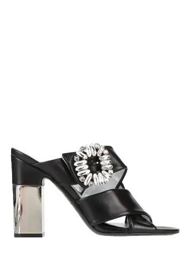 ROGER VIVIER Leather Sandals With Appliqués And Crystals - Black