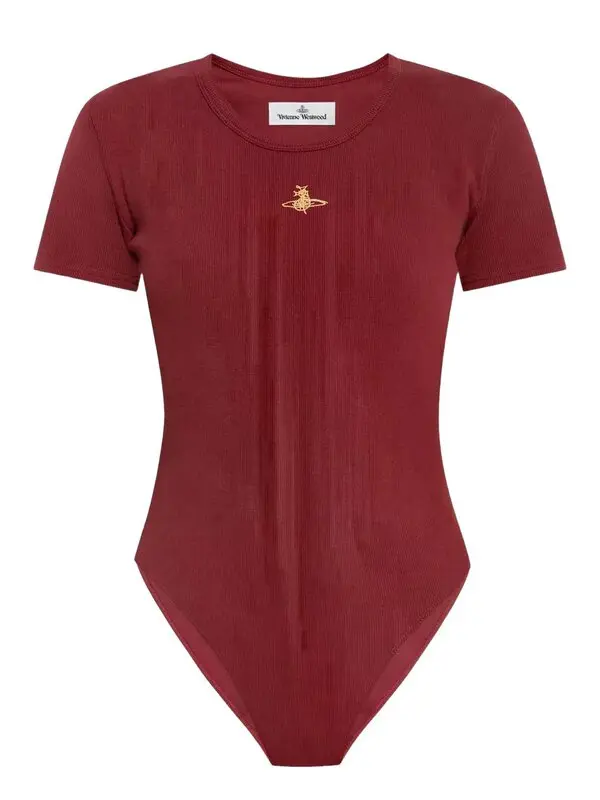 VIVIENNE WESTWOOD Orb-embellished Ribbed Bodysuit - Red