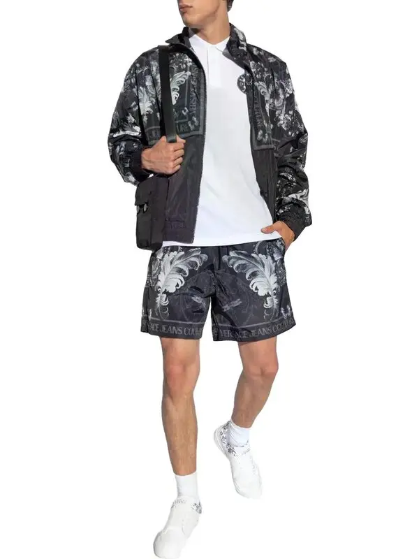 Versace Baroque-print Drawstring Shorts - Black