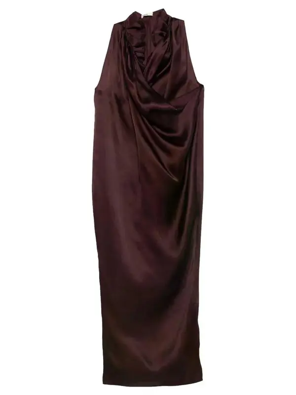 Khaite Draped Cowl-neck Maxi Dress - Brown