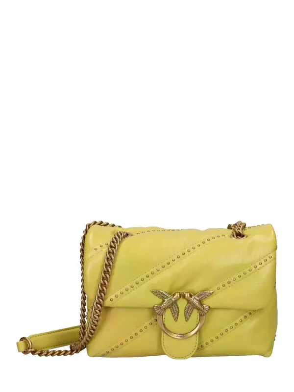 Pinko Leather Shoulder Bag - Yellow