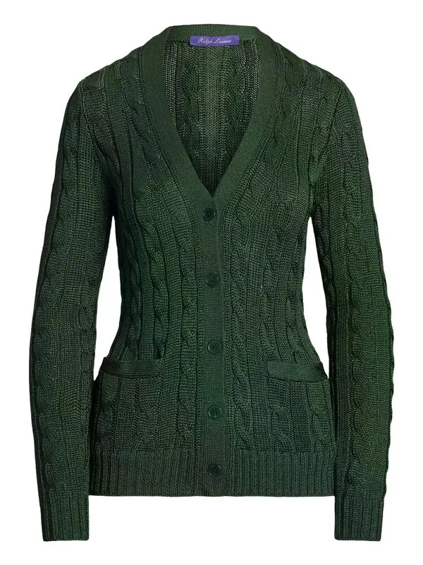 Ralph Lauren Cable-knit Silk Cardigan - Green