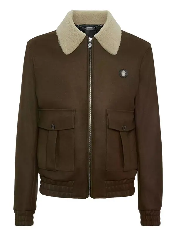 BILLIONAIRE Shearling-collared Wool Jacket - Brown