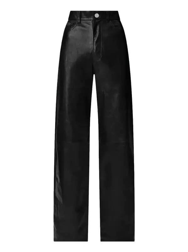 Amiri Leather Straight-leg Trousers - Black