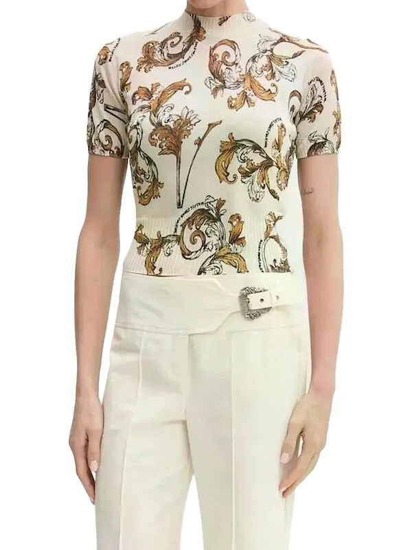 Versace Printed Knit Top - Neutrals