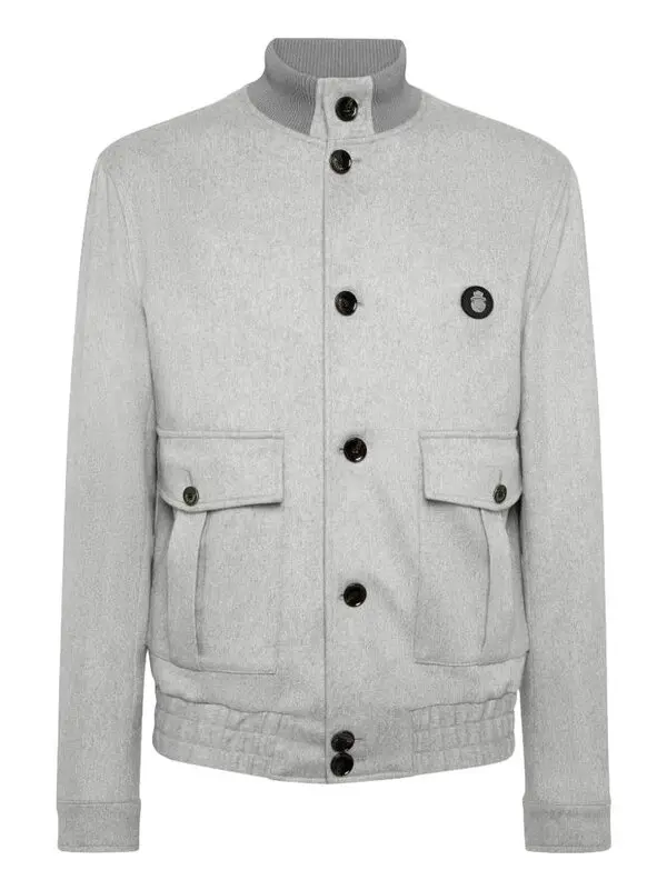 BILLIONAIRE Buttoned Bomber Jacket - Grey