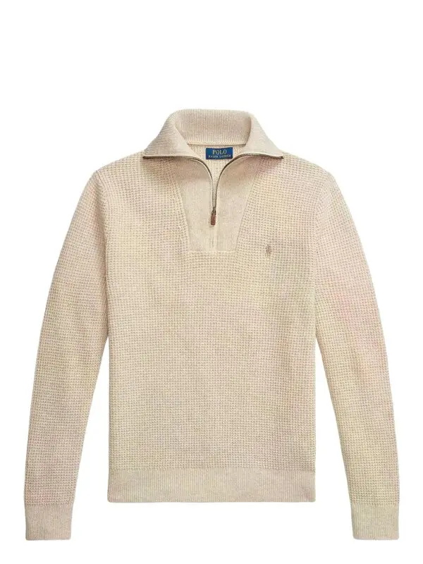 Polo Ralph Lauren Waffle-knit Half-zip Sweater - Neutrals