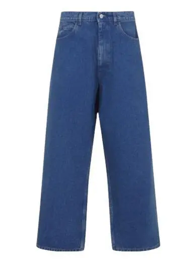Marni Printed Jeans With Red Patch - Ocean