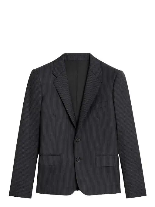 Celine Striped Wool Short Jacket - Navy Blue/craie