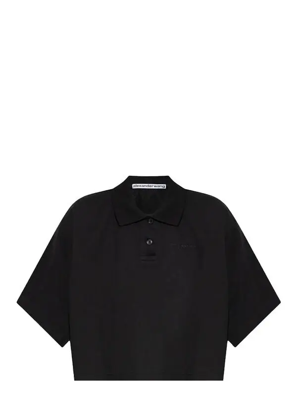 Alexander Wang Short Sleeve Cropped Polo T-shirt - Black