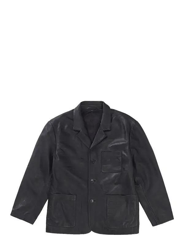 Supreme Leather Blazer Jacket - Black