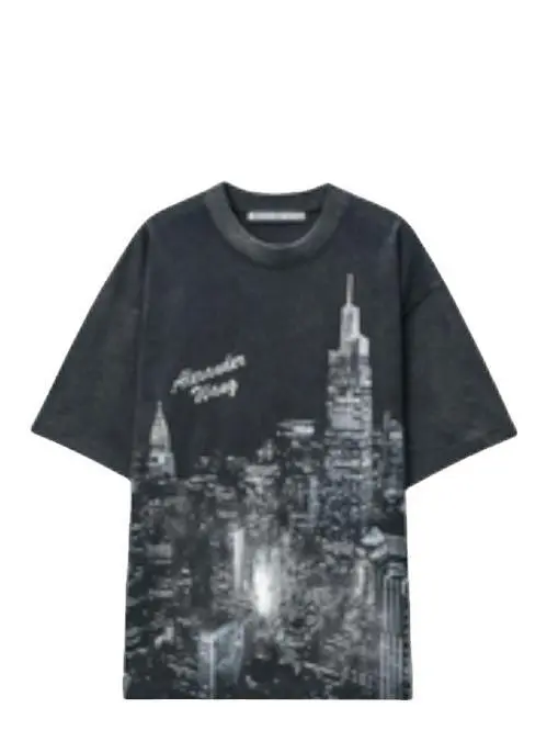 Alexander Wang Allover Hotfix Graphic Short Sleeve T-shirt - Washed Black