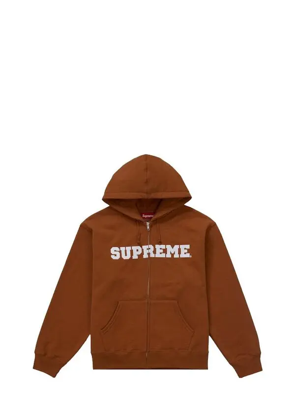 Supreme Collegiate Applique Zip Up Hooded Sweatshirt - Rust