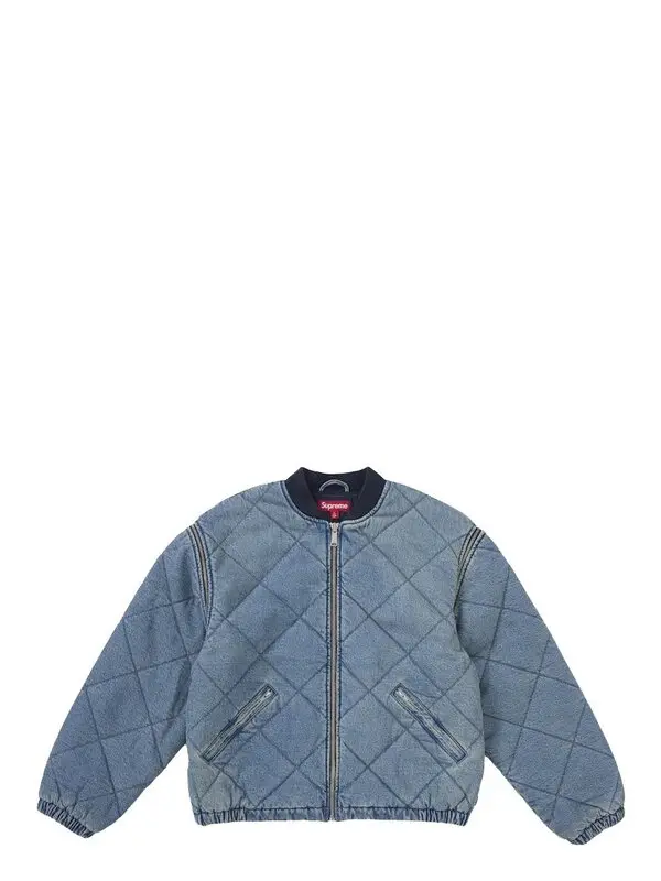 Supreme Zip-off Sleeve Quilted Bomber Jacket - Denim