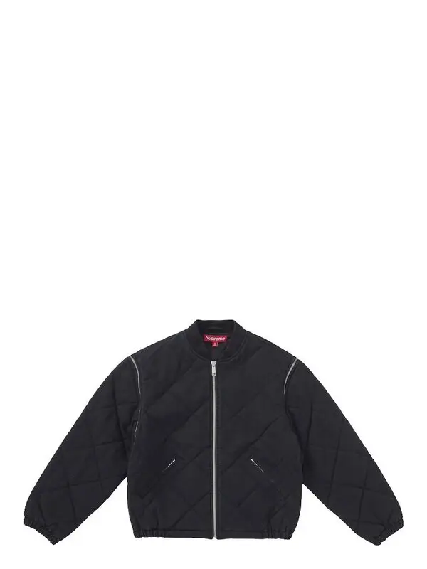 Supreme Zip-off Sleeve Quilted Bomber Jacket - Black