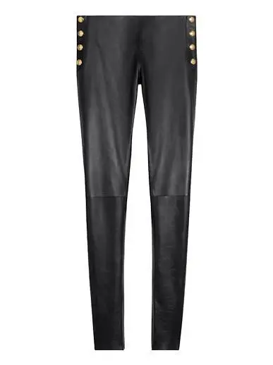 Celine Side Snap Lambskin Skinny Jeans - Black