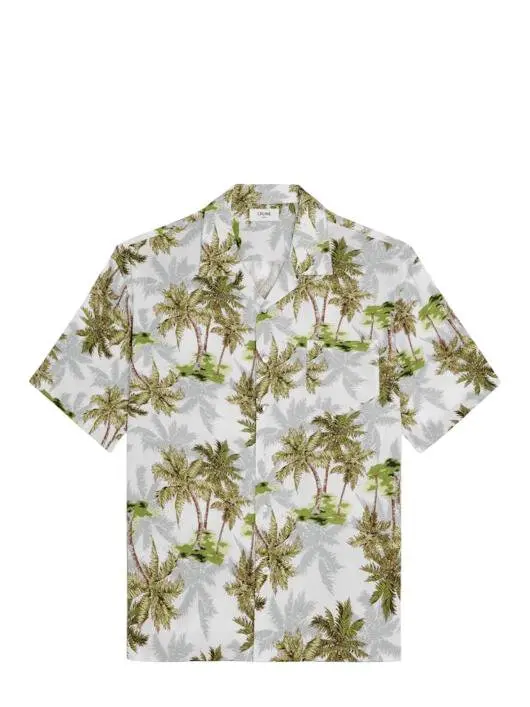 Celine Loose Hawaiian Printed Viscose Shirt - Ombre/palm Tree Print